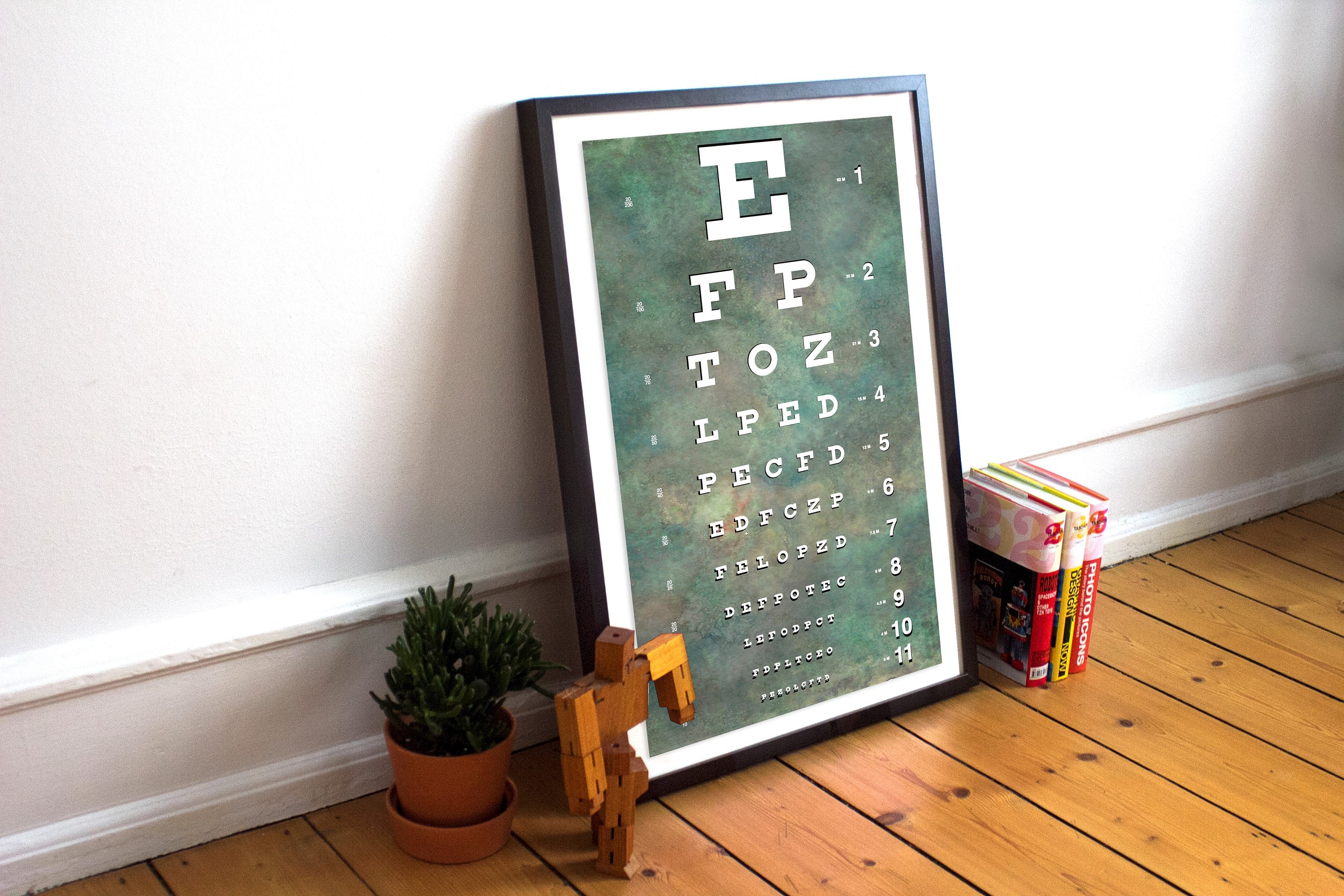Eye Chart Poster Sage Green Snellen Pediatric Chart Print | Etsy