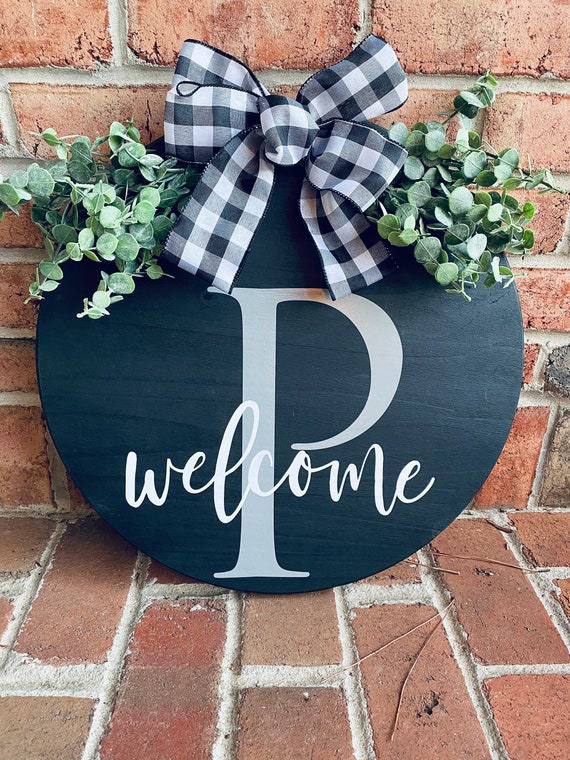 Door Hanger Welcome Sign Initial Front Door Door Sign | Etsy