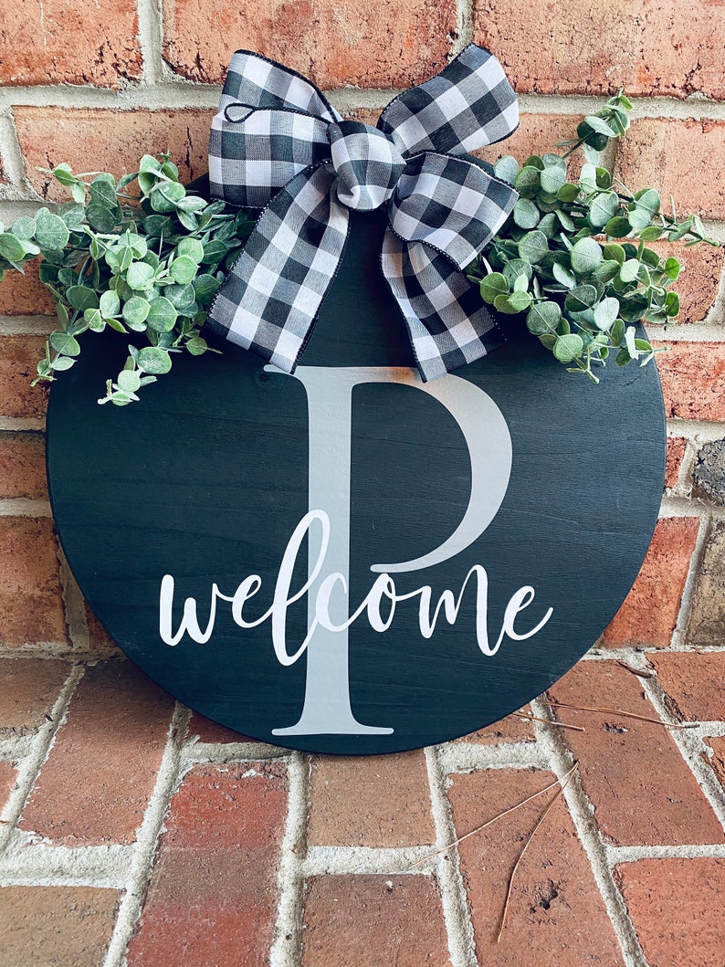Door Hanger Welcome Sign Initial Front Door Door Sign - Etsy