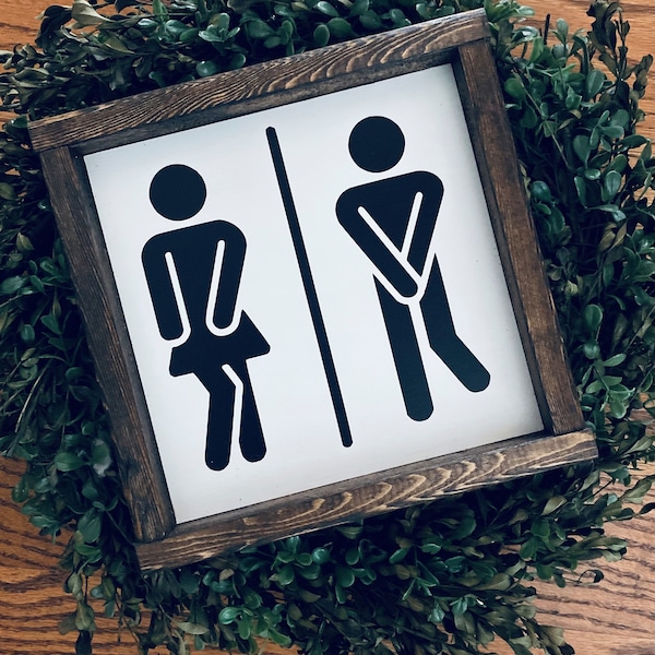 Wooden His & Hers Bathroom Signs - Etsy