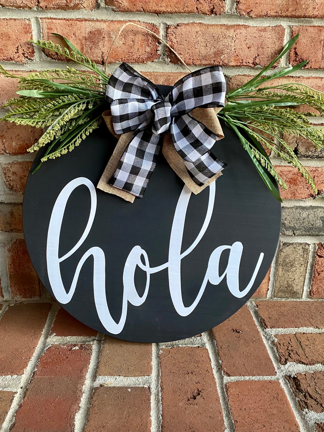Door Hanger Front Door Decor Hola Sign Wood Door Sign Wood - Etsy