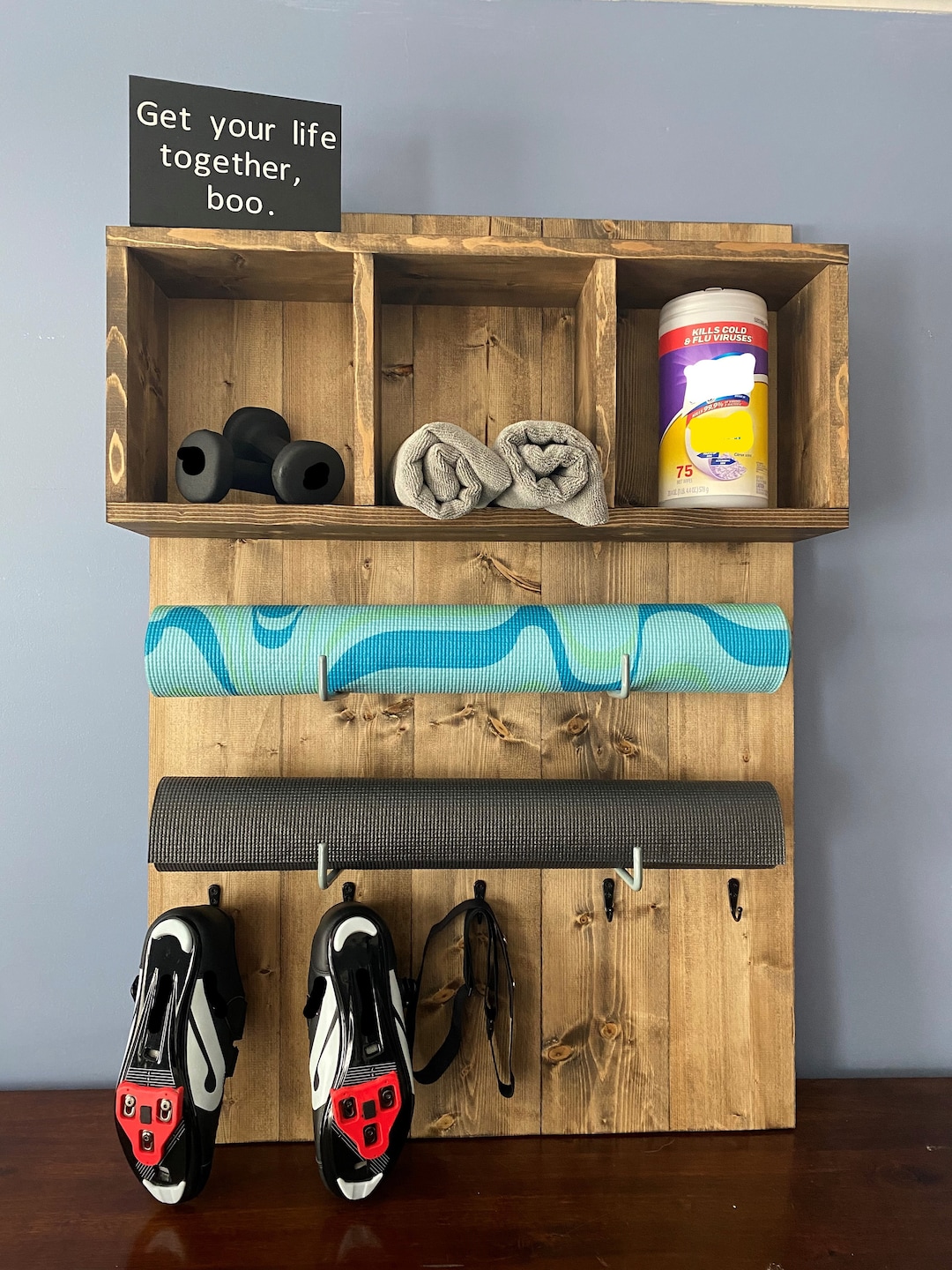Double Yoga Mat Holder, Gym Organizer, Shoe and Towel Exercise Rack ...
