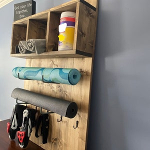 Double Yoga Mat Holder, Gym Organizer, Shoe and Towel Exercise Rack ...