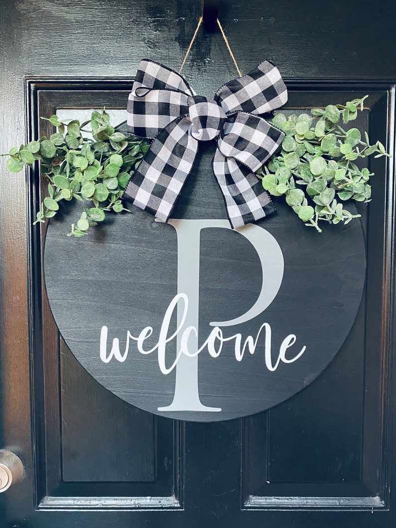 Door Hanger Welcome Sign Initial Front Door Door Sign - Etsy