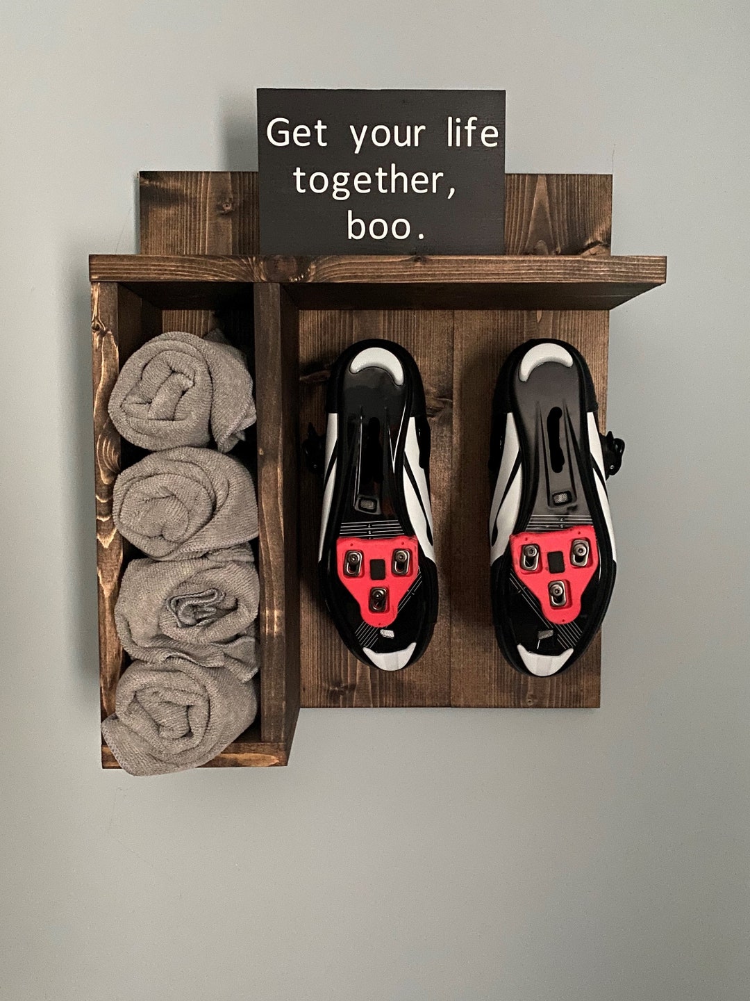 Exercise Home Gym Bike Shoe and Towel Shelf - Cycling Shoe Shelf ...