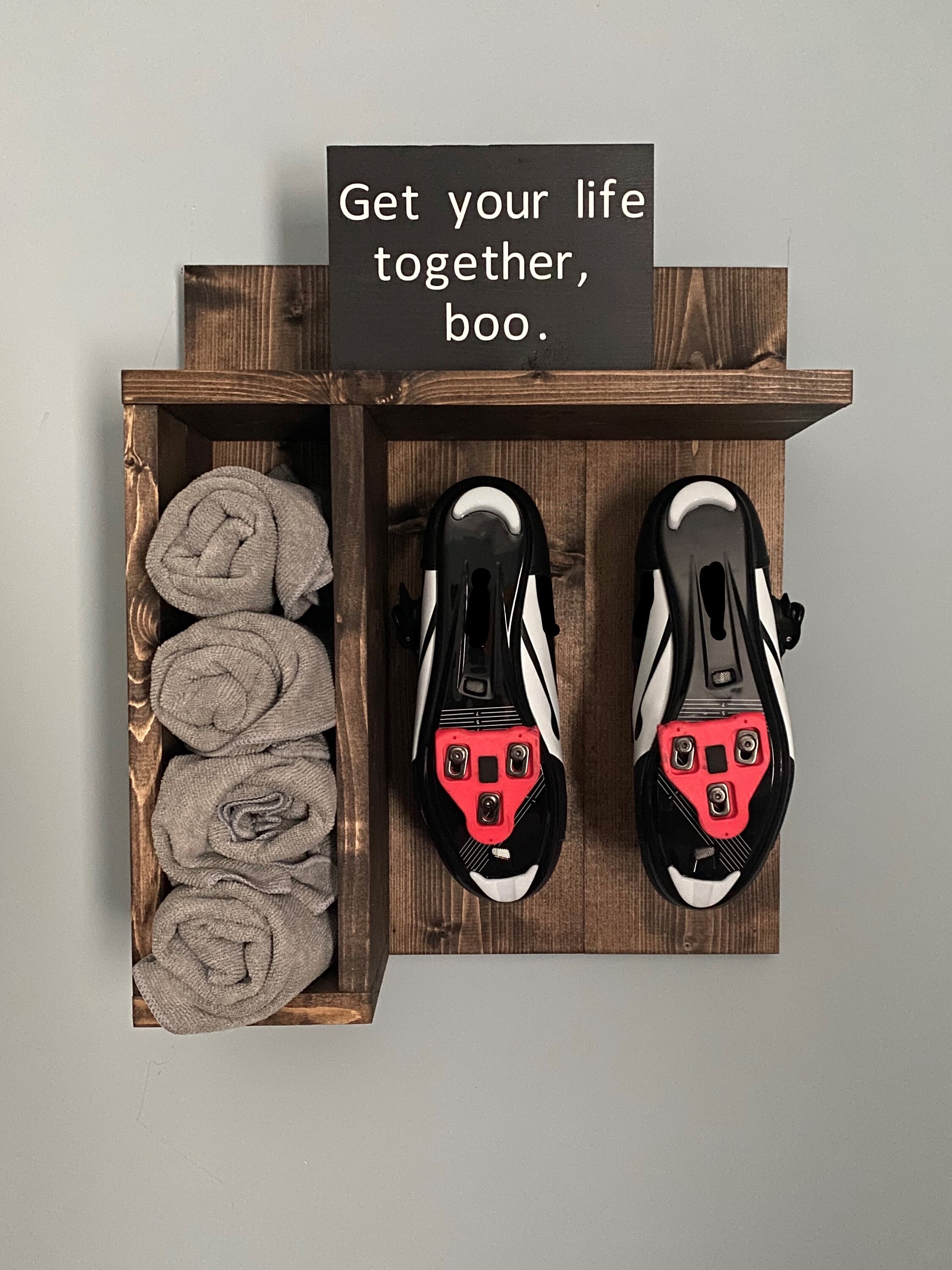 Exercise Home Gym Bike Shoe and Towel Shelf Cycling Shoe Shelf Exercise Shoe Storage Shelf Fitness Shelf Home Gym Shoe Shelf Etsy
