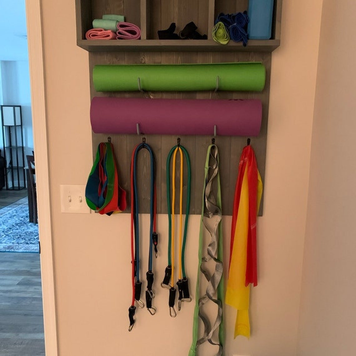 Double Yoga Mat Holder Gym Organizer Shoe and Towel Exercise - Etsy