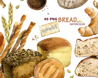 Watercolor Bakery Clipart | Etsy