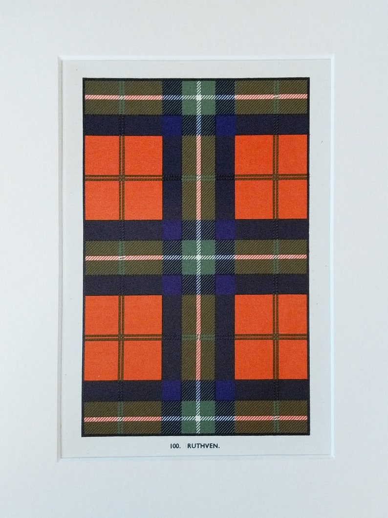 Ruthven Scottish Tartan Print With Mount Original Vintage Book Page - Etsy
