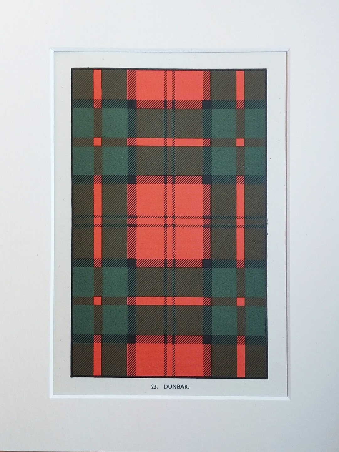 Dunbar Scottish Tartan Print With Mount Original Vintage - Etsy UK