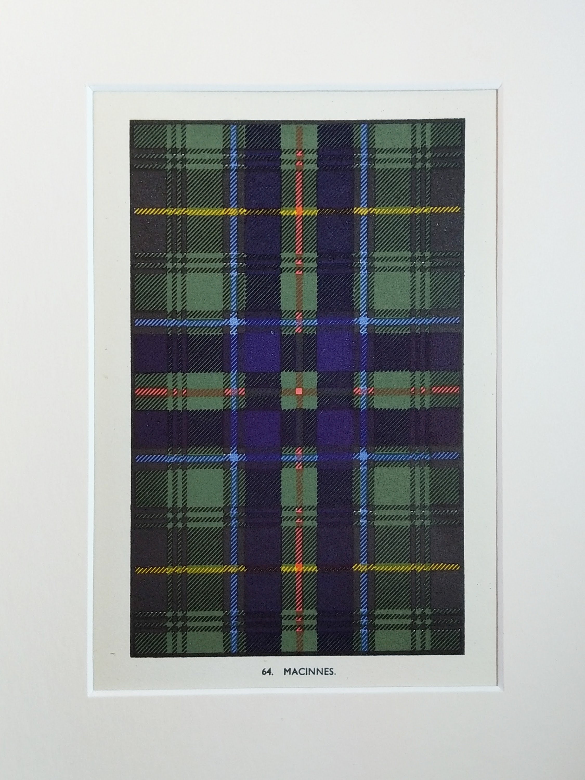 Macinnes Clan Aonghais Scottish Tartan Print With Mount Original Vintage Book Page Etsy