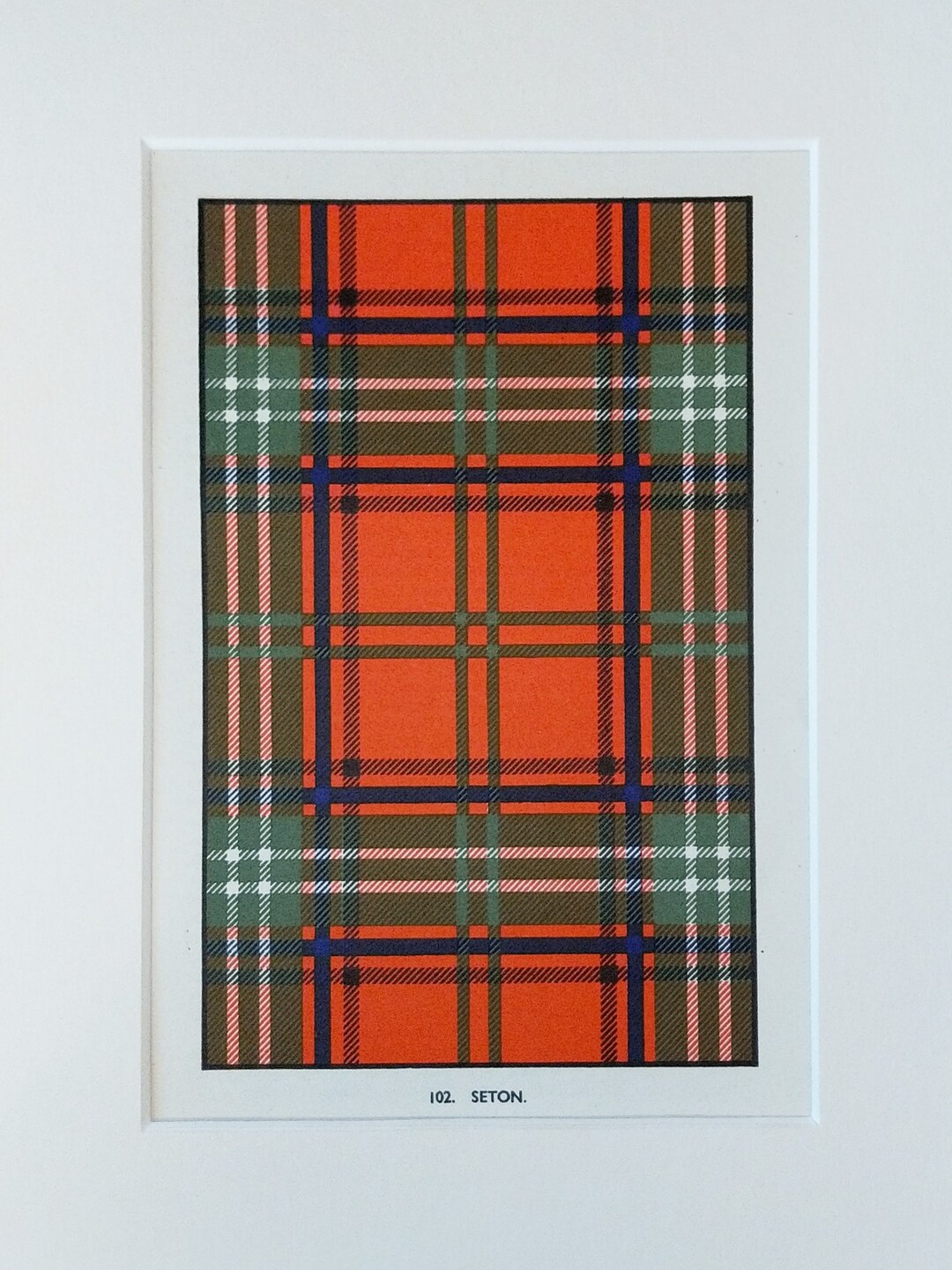 Seton Scottish Tartan Print With Mount Original Vintage - Etsy