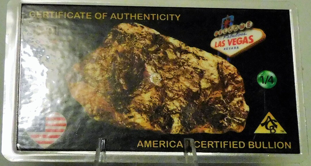 Gold Bullion in Card With Certificate of Authenticity, Quarter Grain ...