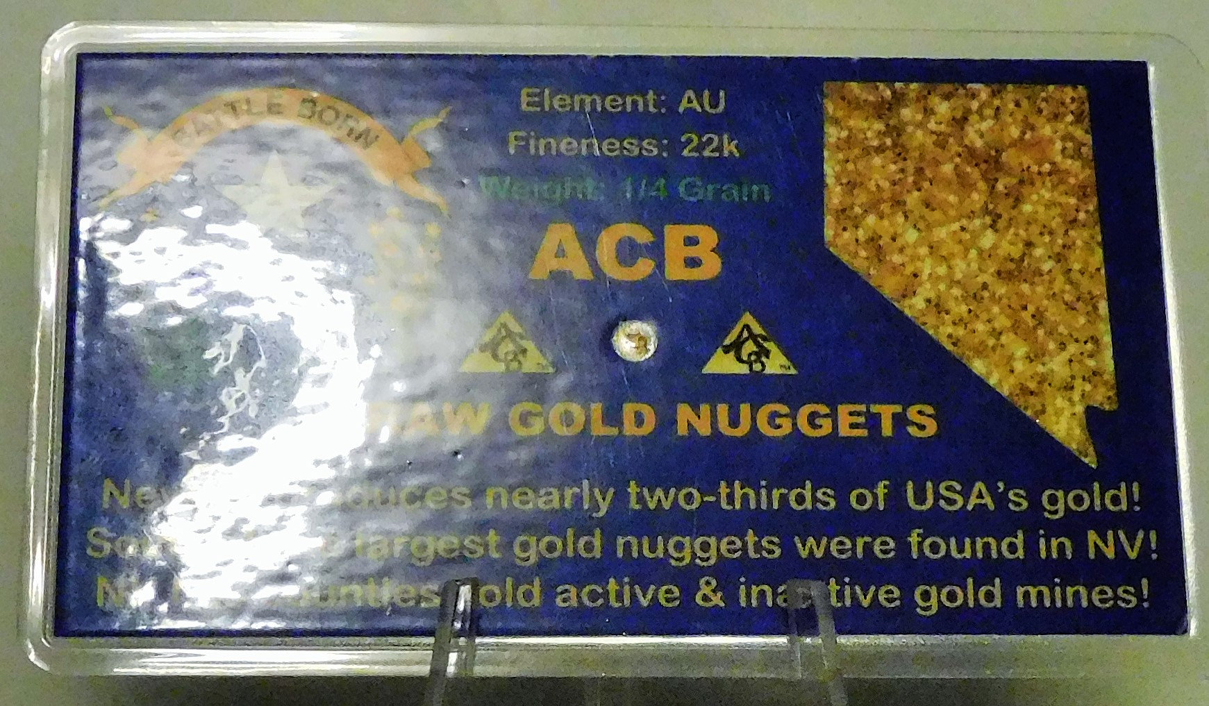 Gold Bullion in Card With Certificate of Authenticity, Quarter Grain ...