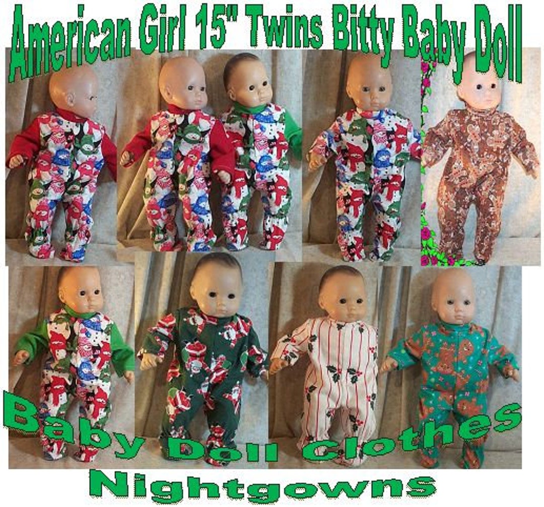 Doll Clothes Handmade to Fit American Girl Bitty Baby Footed Pajamas ...
