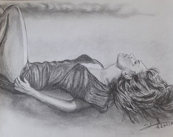 how to draw a girl lying down