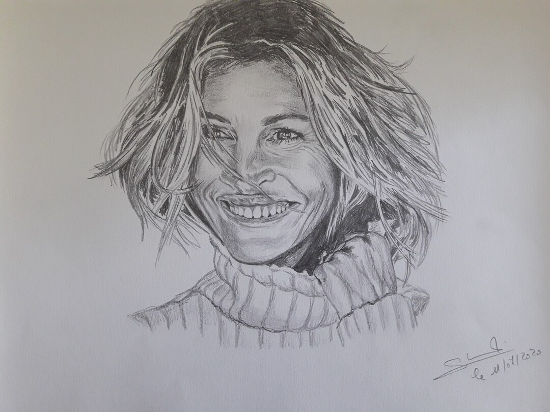 Portrait of Julia Roberts Made in Pencil - Etsy