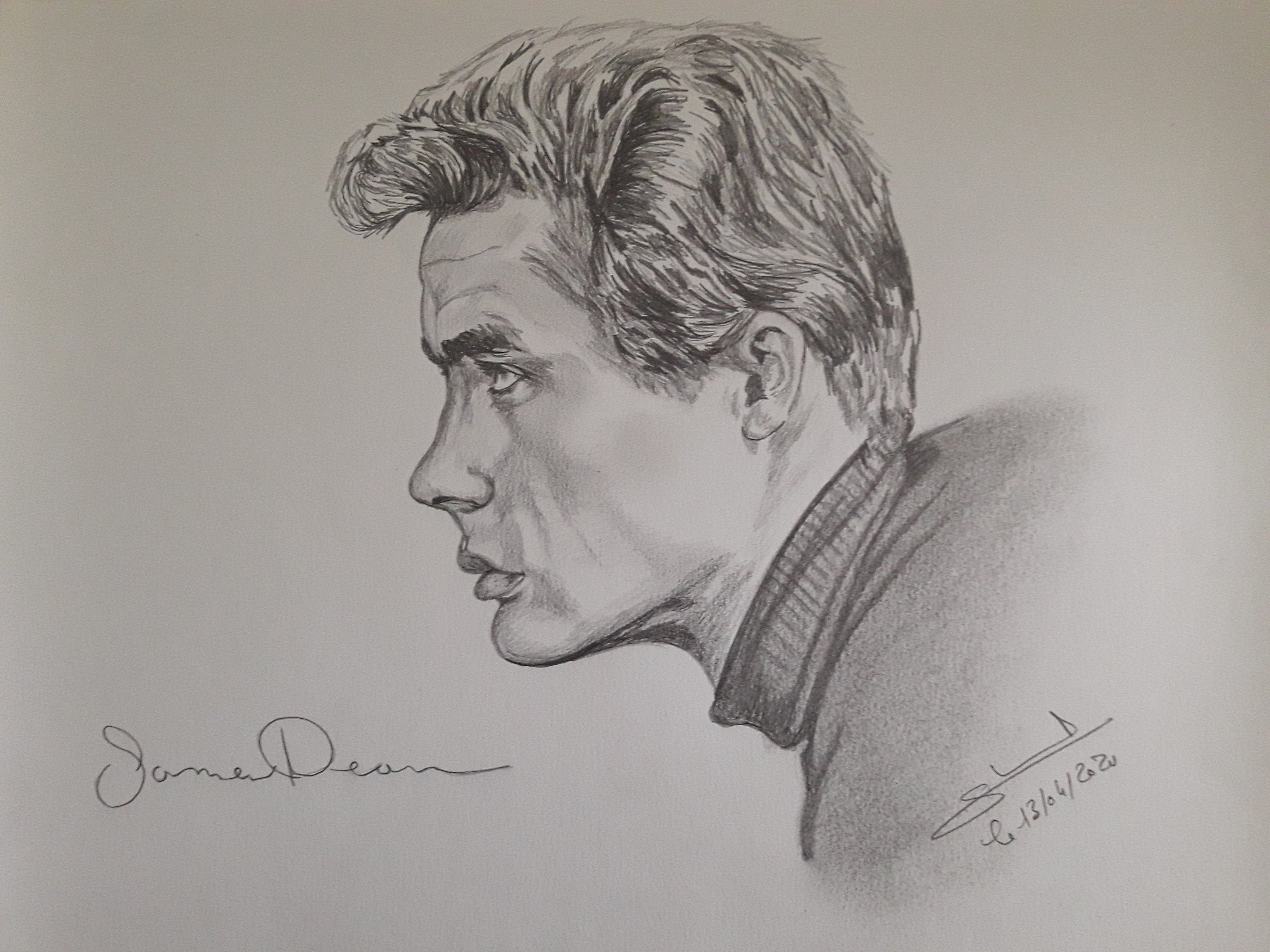 Portrait of James Dean Made in Pencil - Etsy