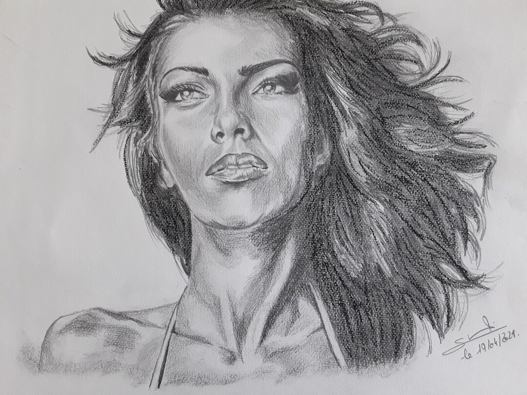 Woman Face Made in Pencil - Etsy