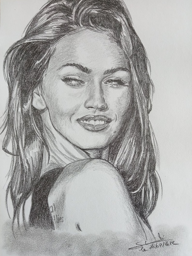 Portrait of Mégan Fox Made in Pencils - Etsy