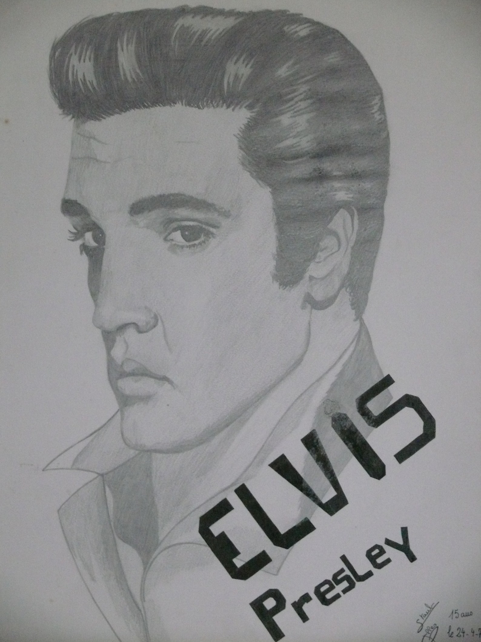 Portrait of Elvis Presley Made in Pencil - Etsy
