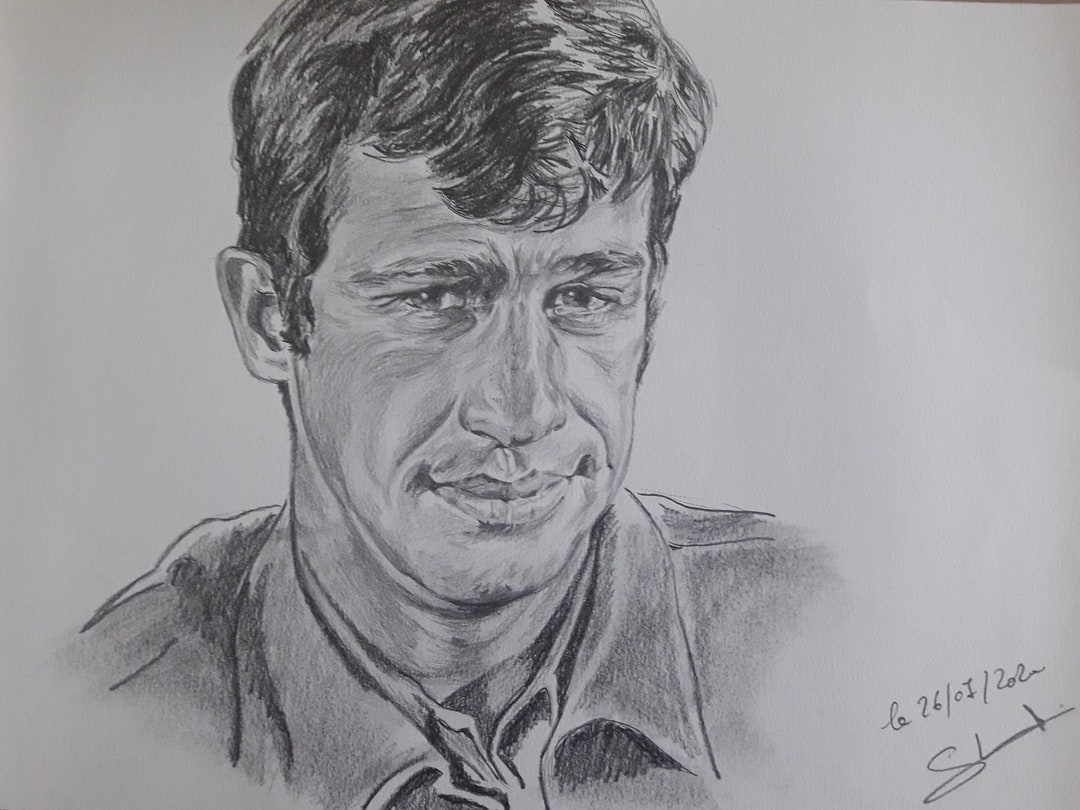 Portrait of Jean Paul Belmondo Made in Pencil - Etsy