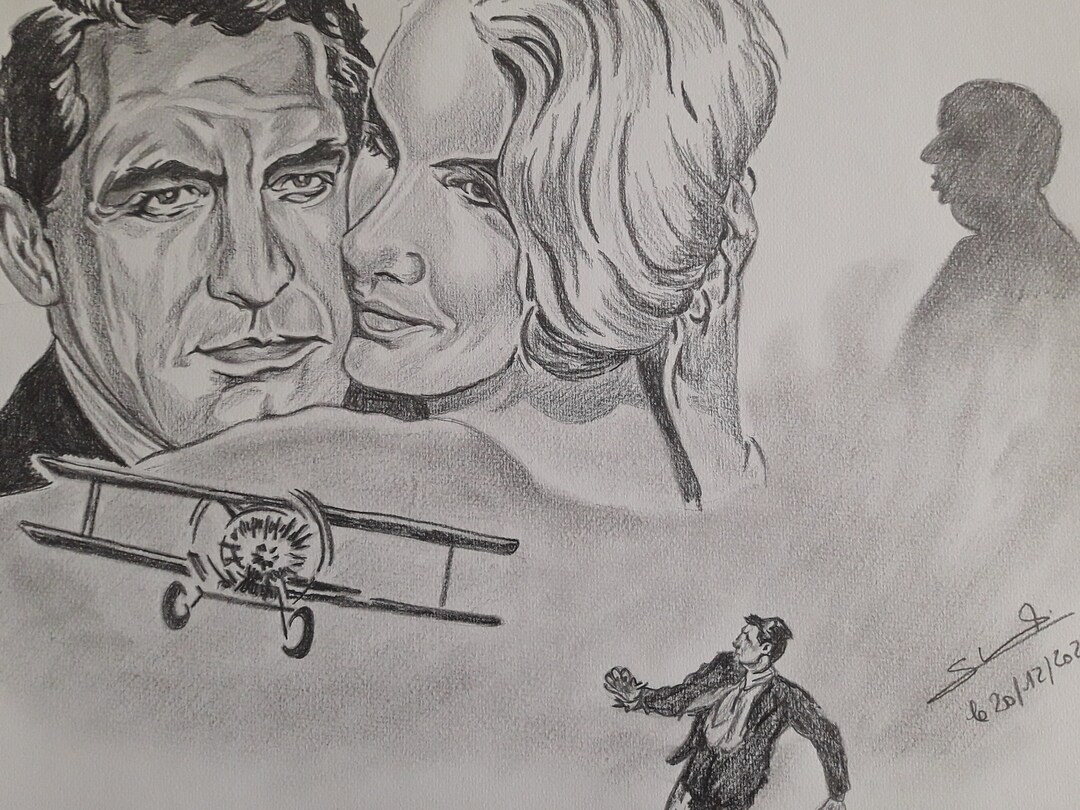 Drawing of Alfred Hitchcock's Death in the Hunt - Etsy