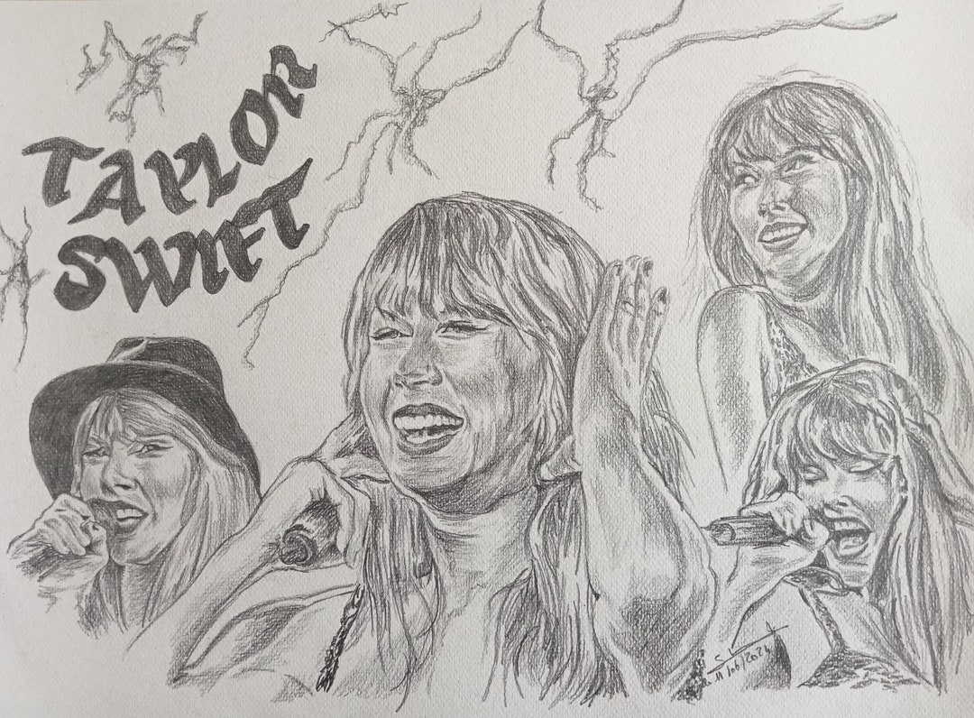 Illustration of the Singer Taylor Swift Made With Pencils - Etsy