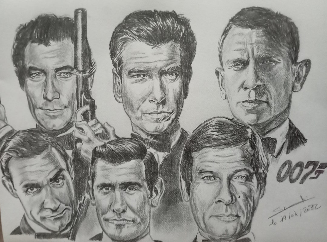 Portraits of the Actors of the James Bond Film Made in Pencils - Etsy