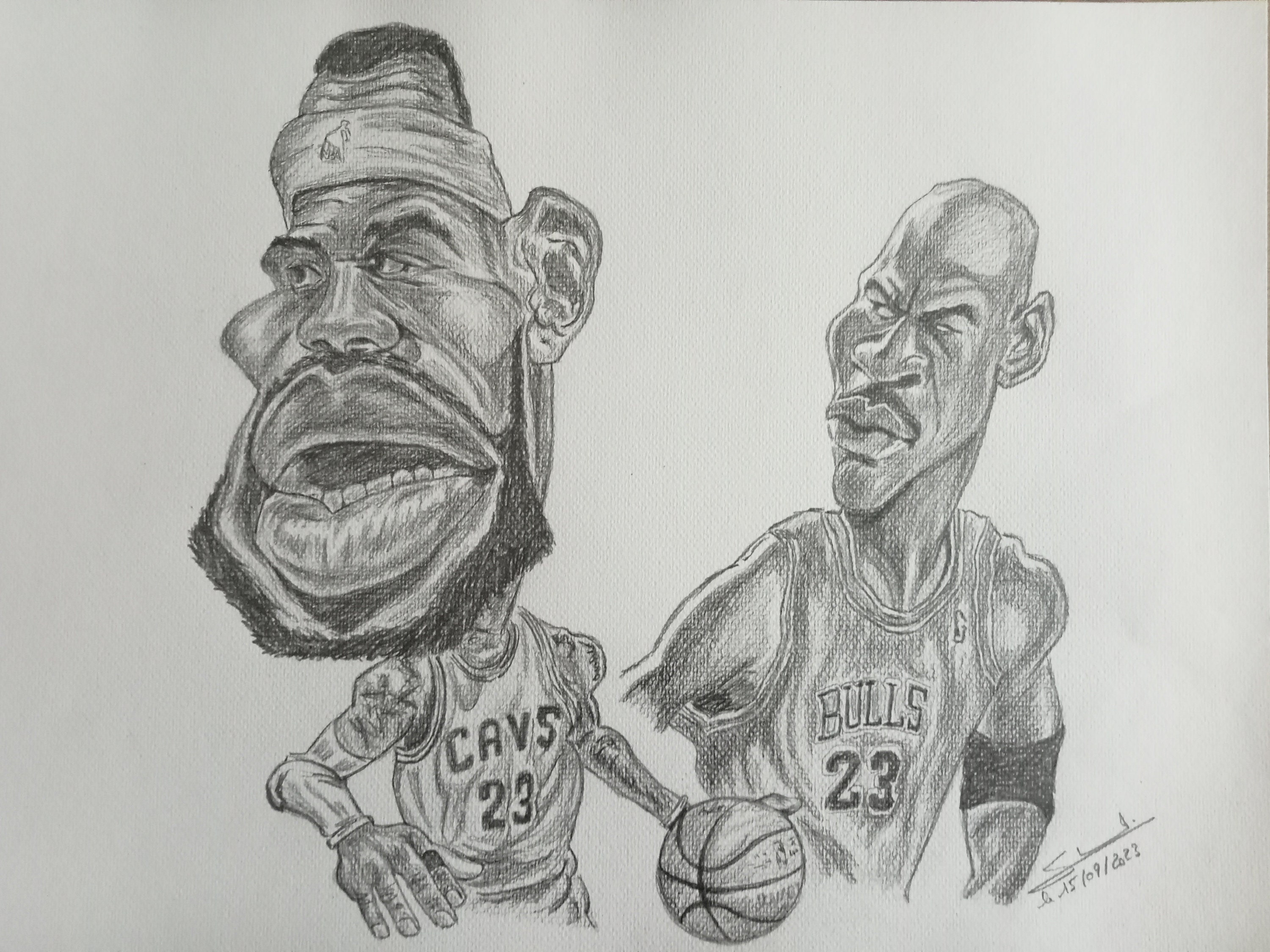 Representation of Caricatures of Basketball Players Made With Pencils ...