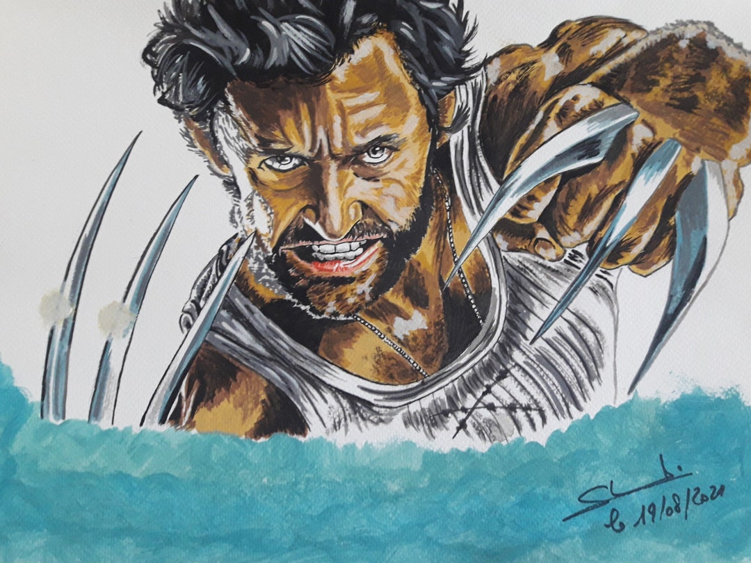 Portrait of Wolverine Made With Painting - Etsy
