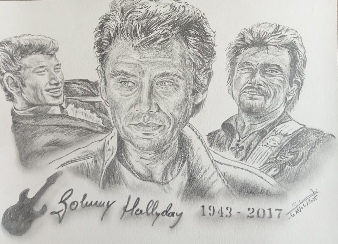 Drawing of the Singer Johnny Hallyday Done in Pencil - Etsy