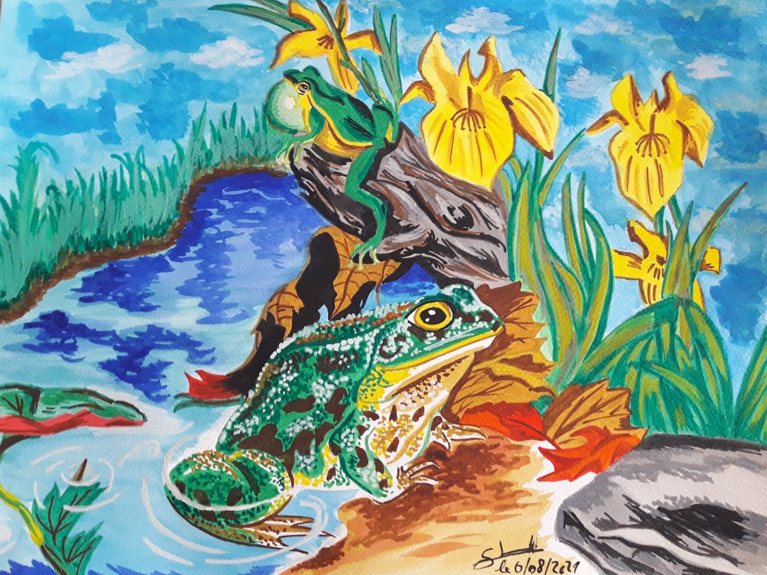 Painting of a Frog Made in Watercolor - Etsy