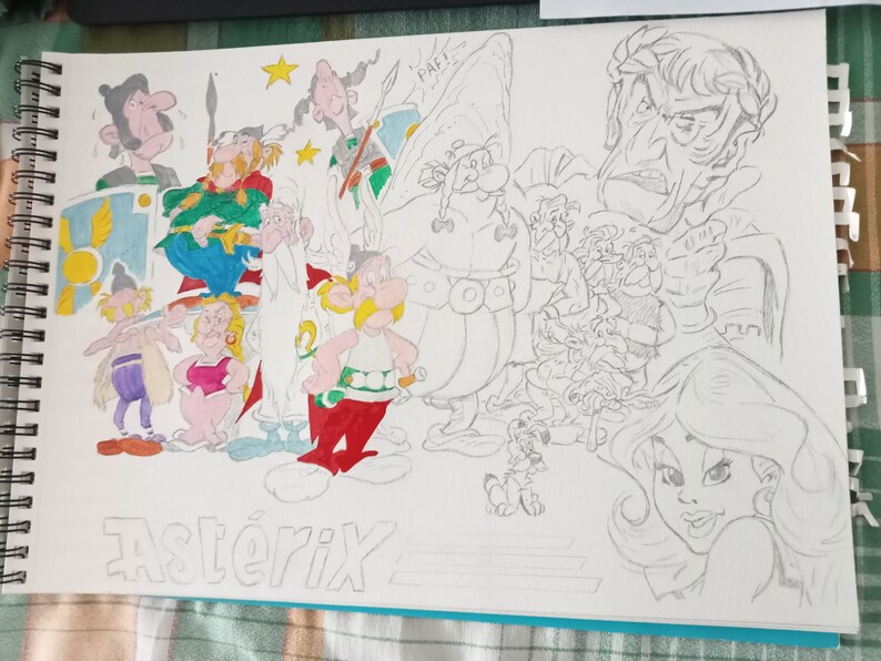 Illustration of Asterix Characters Done in Paint - Etsy