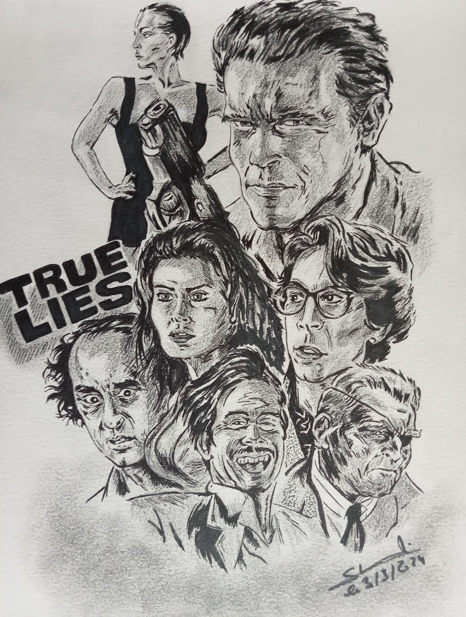 Illustration of the Film True Lies Made With Pencils and Fine-tipped ...