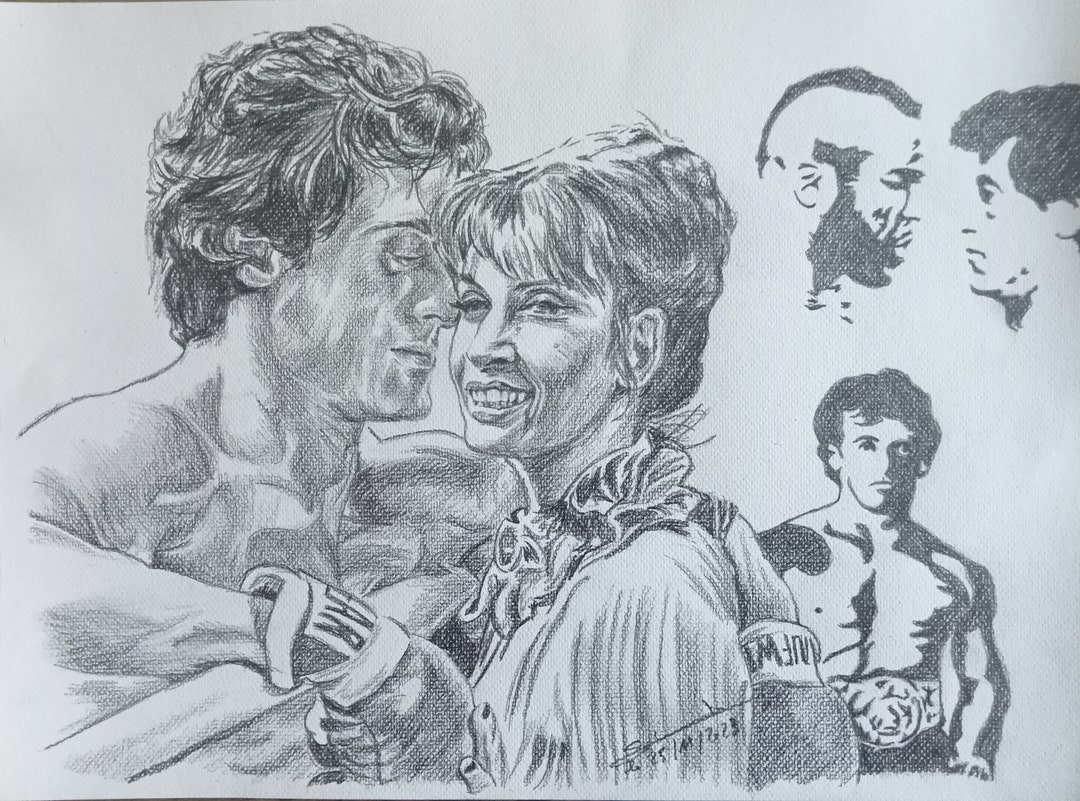 Representation of Rocky and Adrian Made With Pencils - Etsy