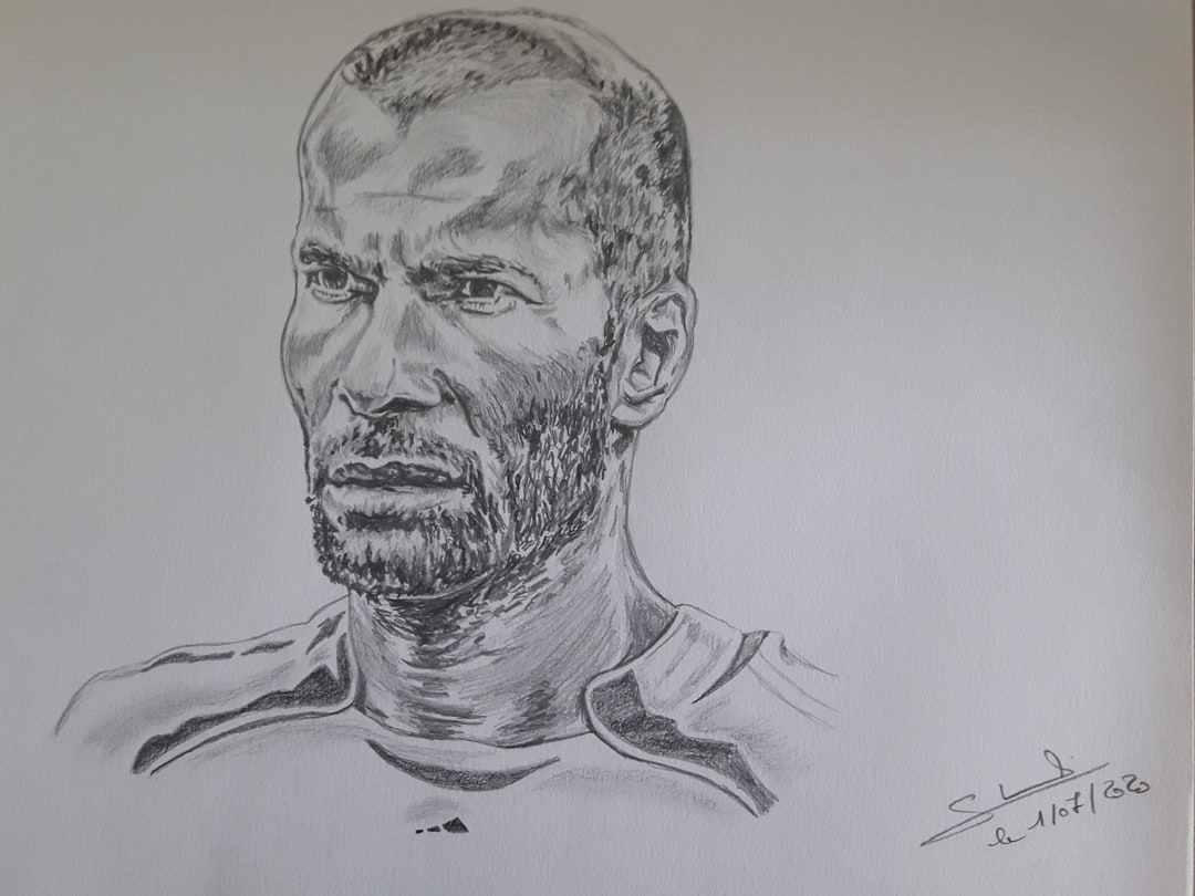 Portrait of Zidane Made in Pencil - Etsy