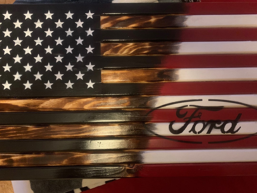 Handmade Ford Wooden Flag, Garage Decor (2ft) - Etsy