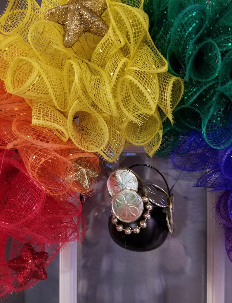 OVER THE RAINBOW - 20" Colorful & Cheery Curly Deco Mesh Wreath - Etsy