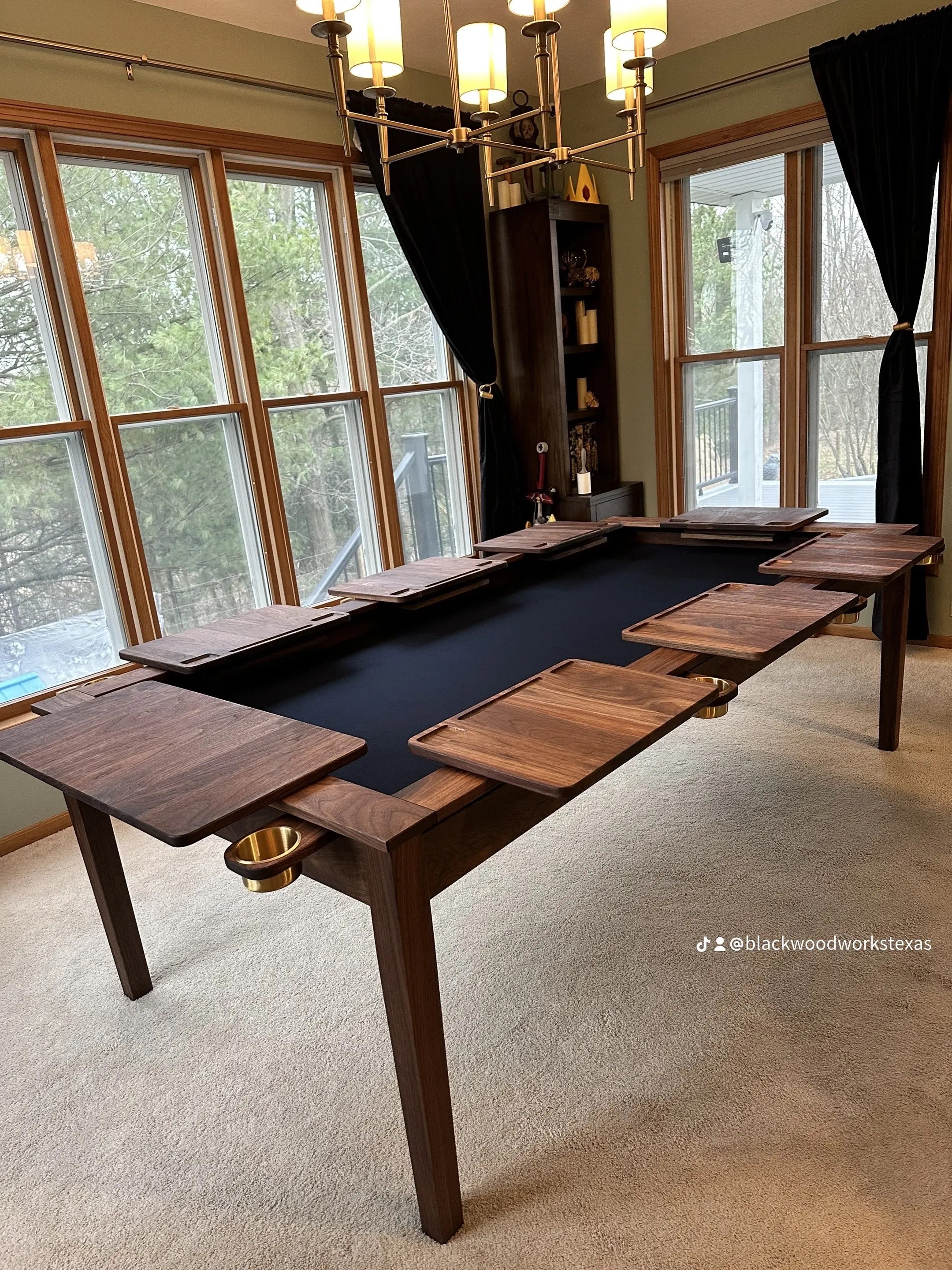 Custom Vaulted Gaming Table: Solid Hardwood With Magnetic Rails ...