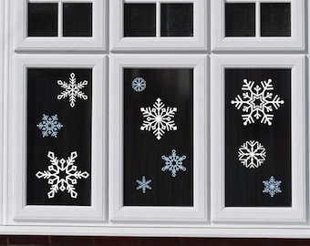 Snowflakes Window Decal Set Removable Window Stickers for | Etsy