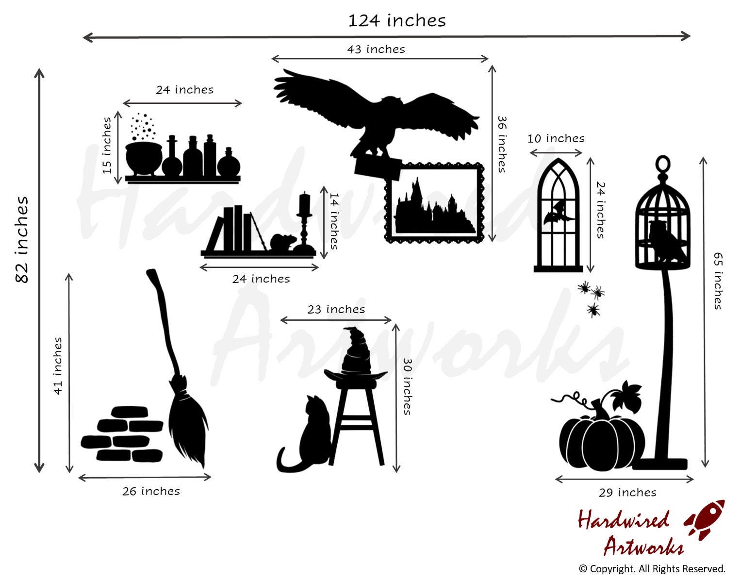 Magical Wizarding Wall Decal Owl Potions Broomstick | Etsy