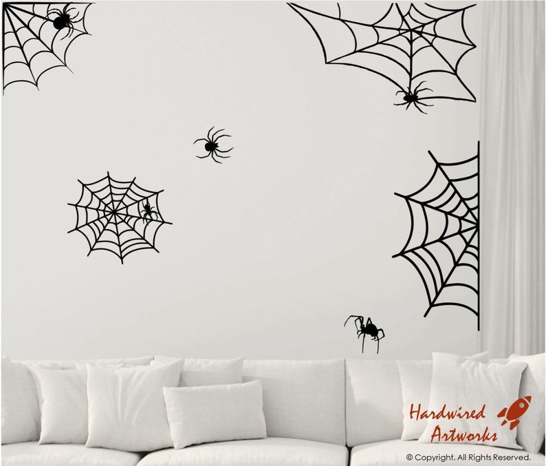 Spiderwebs Wall Decal Creepy Spiders Cobwebs for Halloween - Etsy