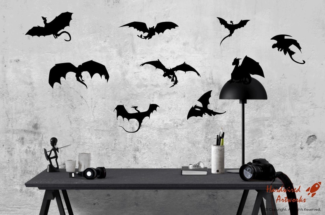 9 Dragon Set Wall Decals - Color Personalized, 4 Sizes Available ...