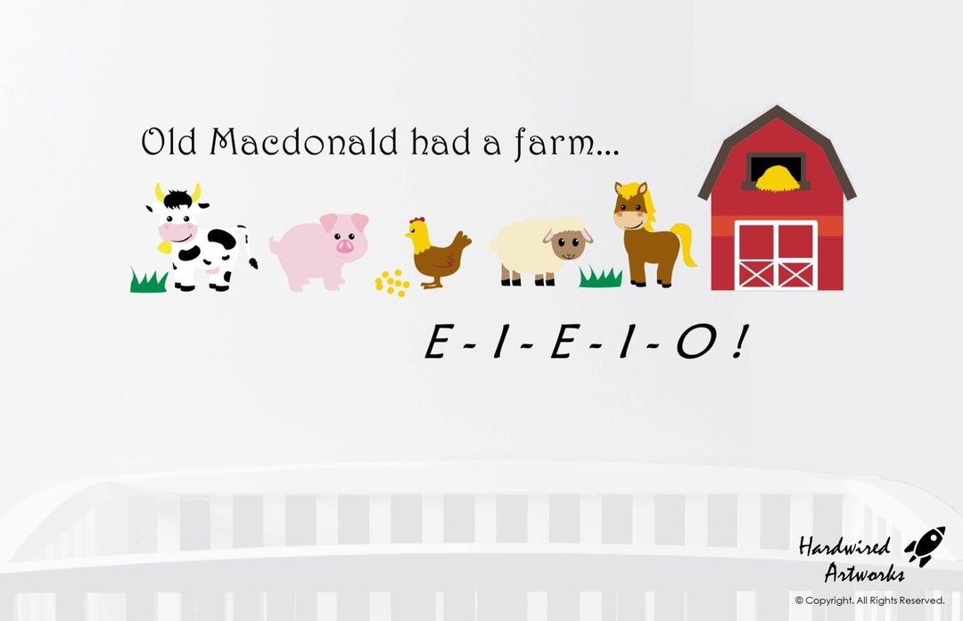 Old Macdonald Wall Decal - Farm Animals Wall Stickers - Cow, Pig ...