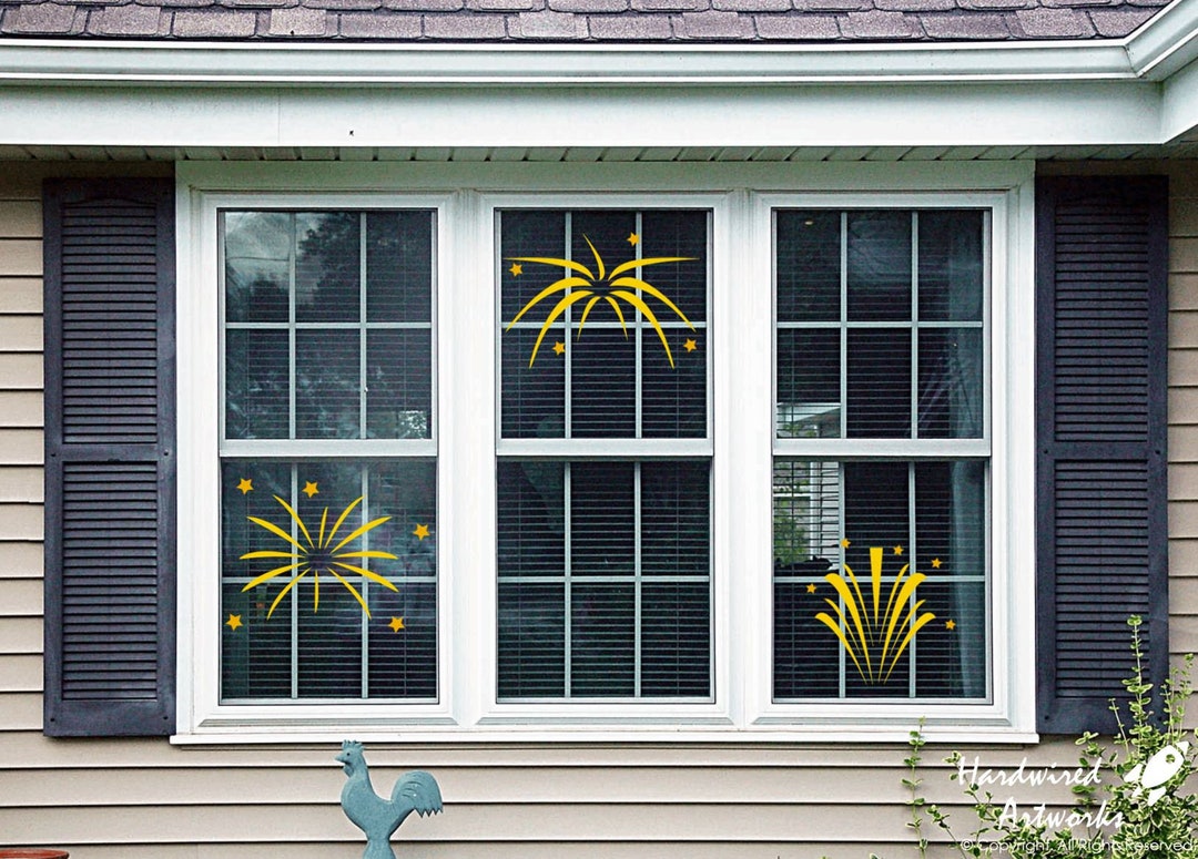 LARGE Fireworks Decal Set - Removable Window Stickers - Outdoors and Indoors Window and Wall ...