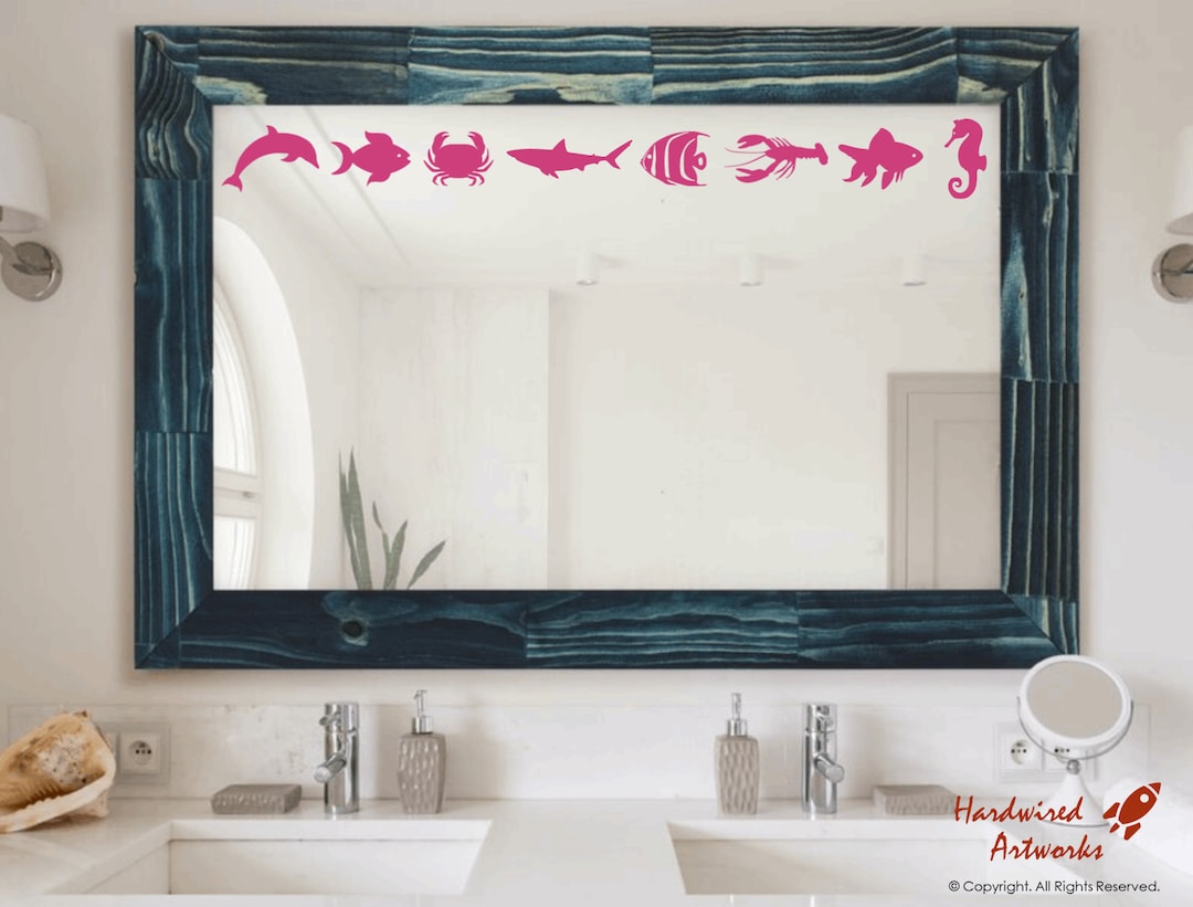 Sea Animal Decal Set - Nautical Wall, Window, Coastal Mirror Stickers ...