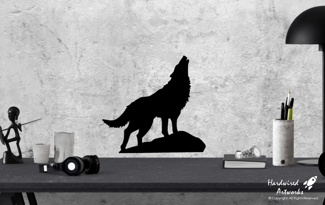 Howling Wolf Decal Sticker - Choose Color and Size Wall Decal, Laptop ...
