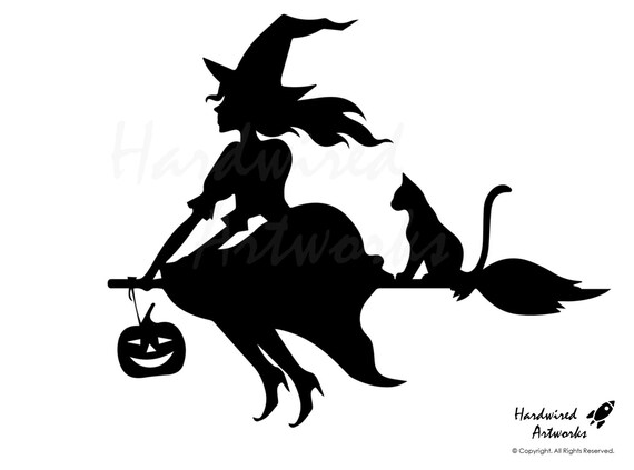 Halloween Witch Decal Customize Size and Color Flying | Etsy