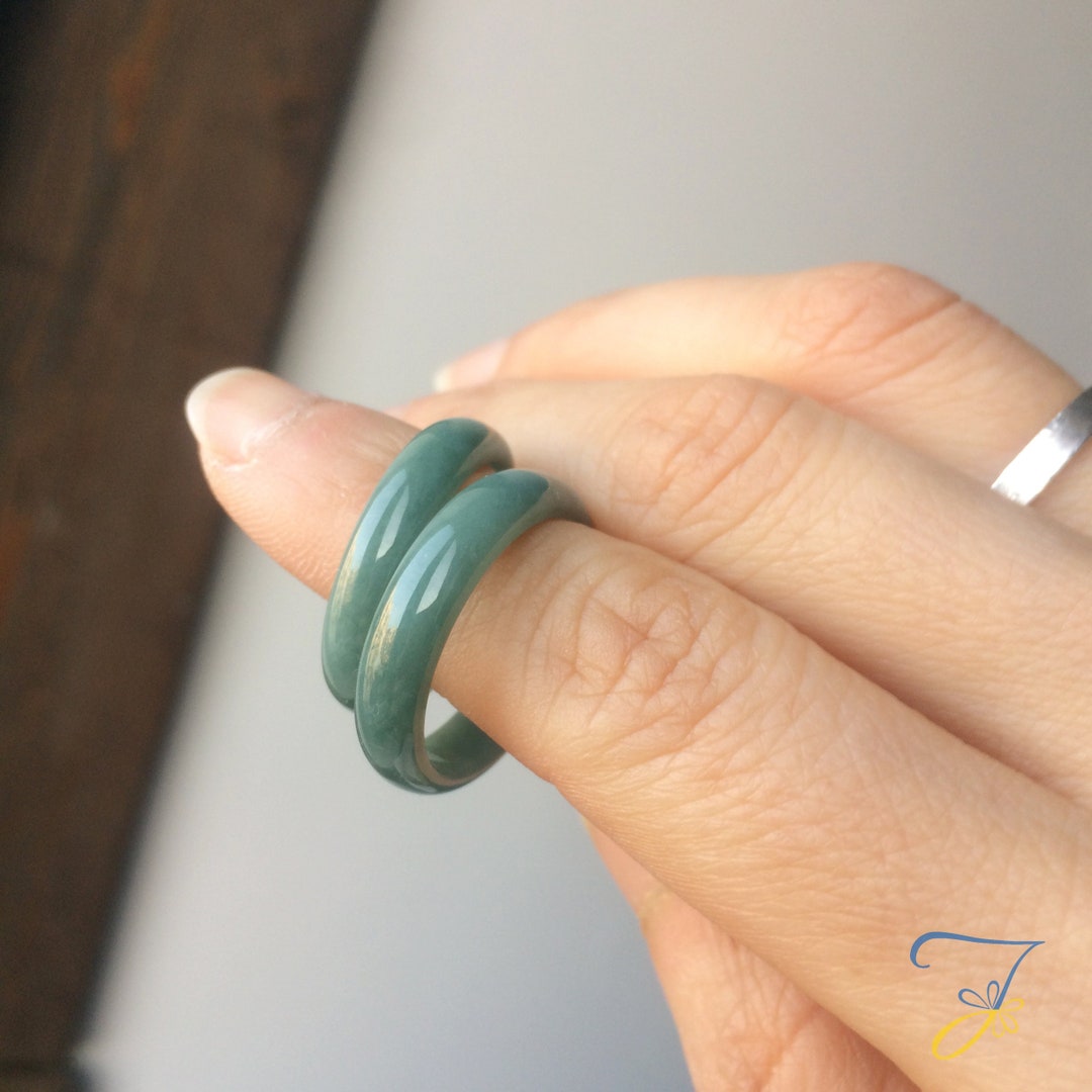 Natural Grade A Guatemalan Blue Jadeite Jade Ring, Grade A Opaque Blue ...